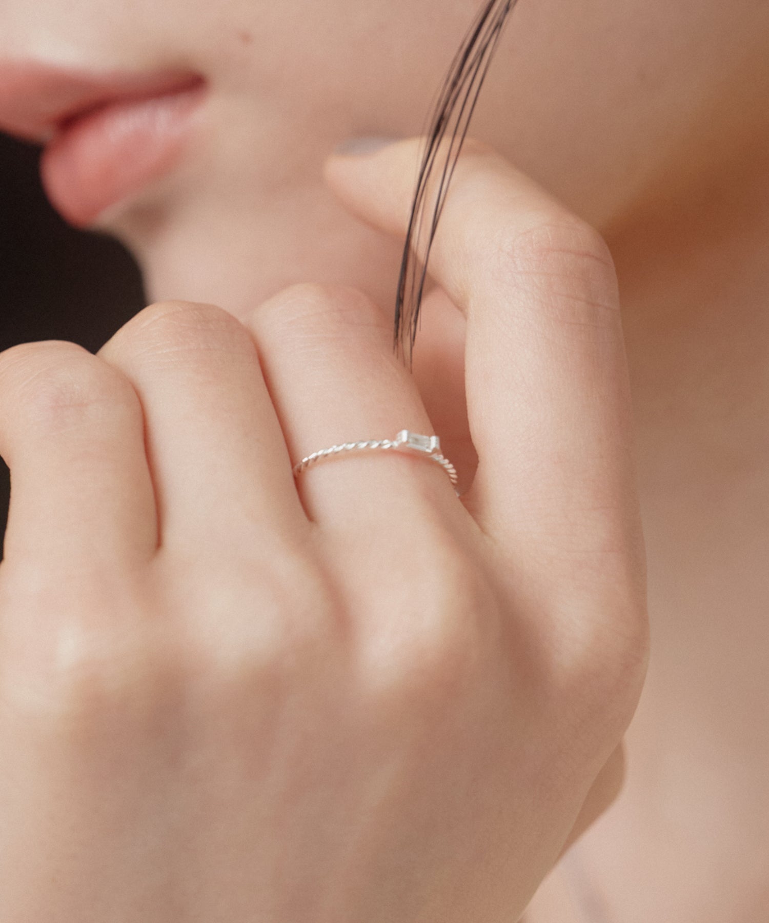 Clear Stone Motif Rope Ring[Silver925] | 大人の毎日使えるリング通販 - novice（ノーヴィス）