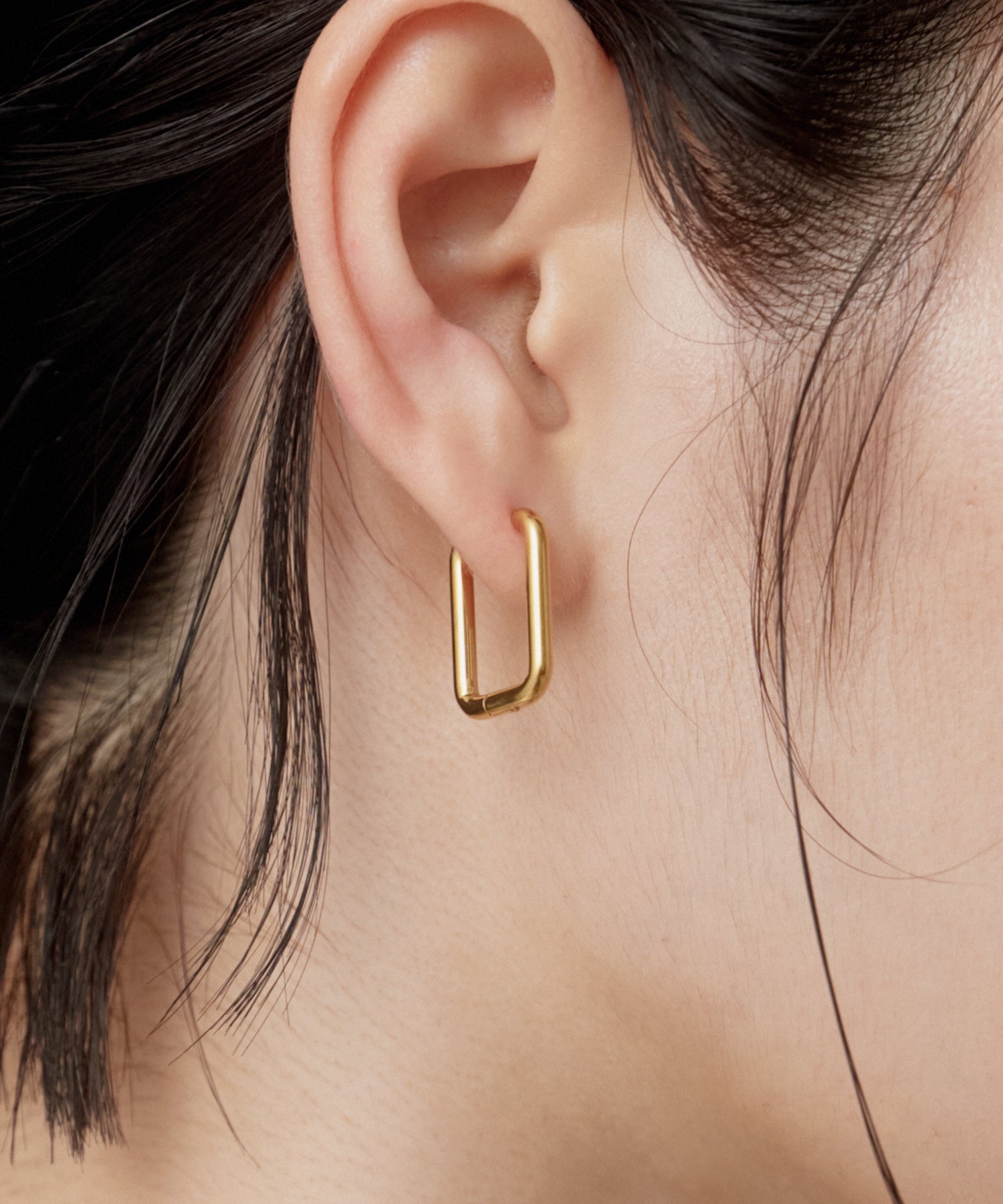 Rectangle Hoop Pierce[Stainless] | 大人の毎日使えるピアス通販ショップ - novice（ノーヴィス）
