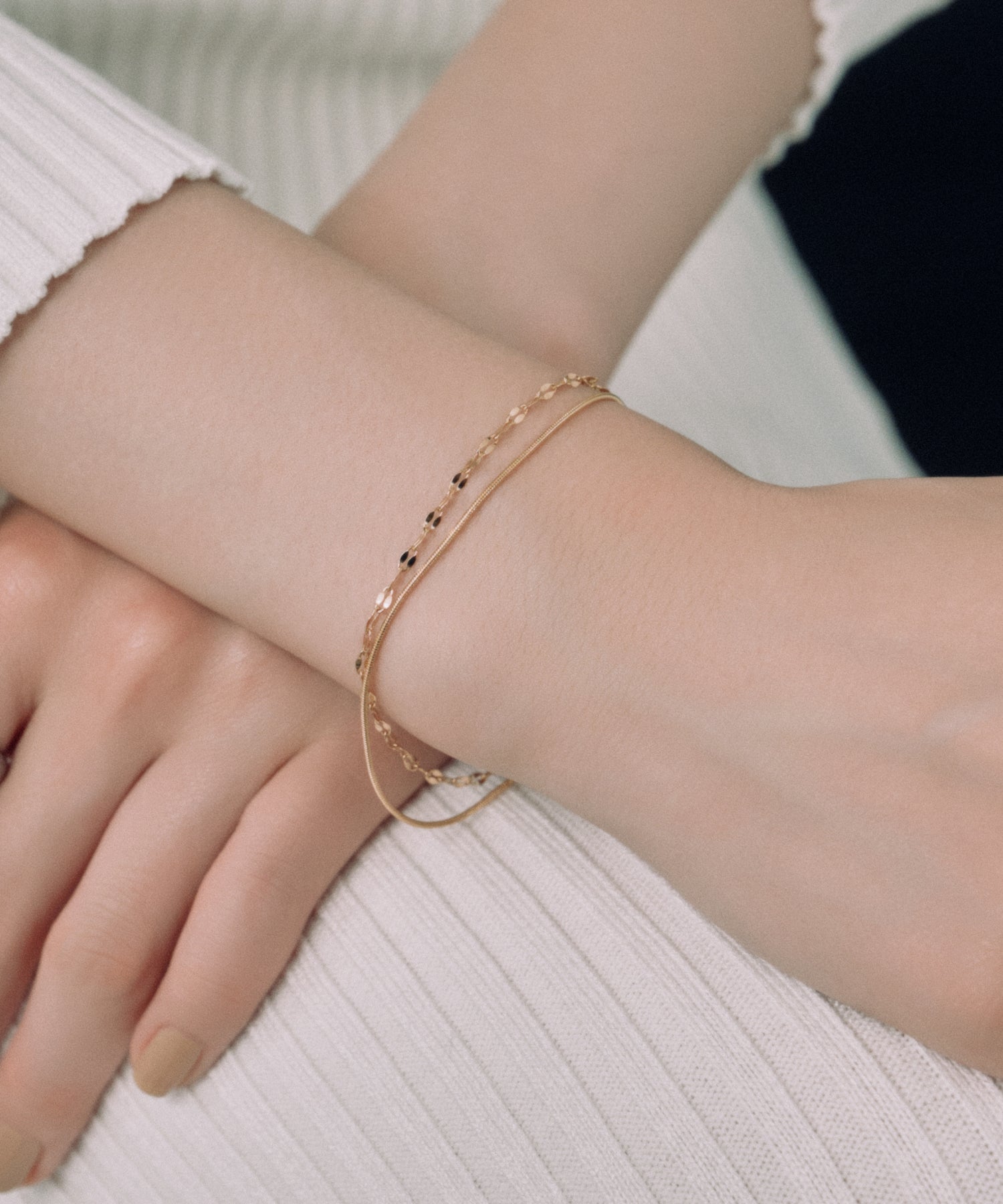 Petal & Round Chain Bracelet[Stainless] | 大人のブレスレット通販ショップ - novice